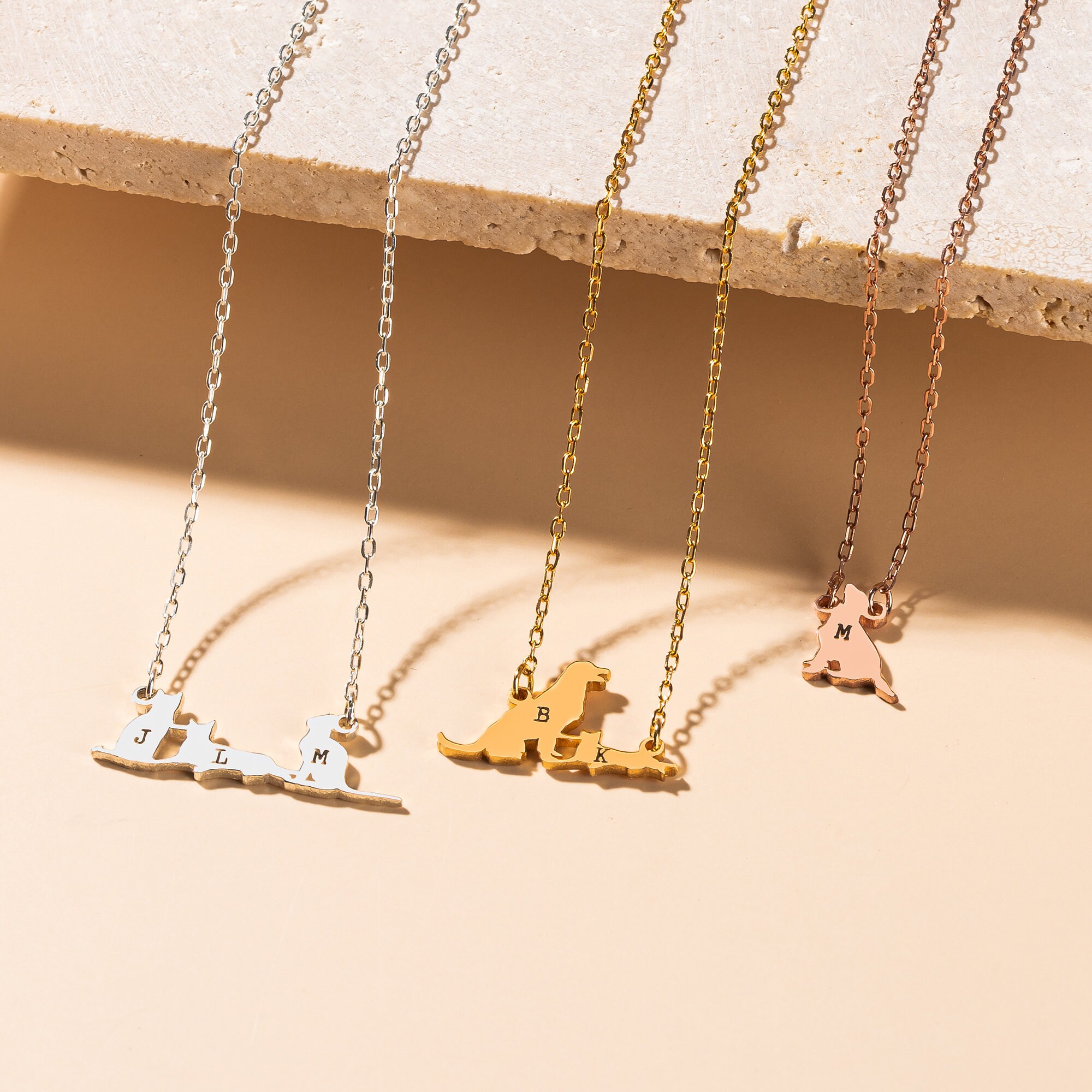Custom Dog and Cat Initial Necklace - Personalized Pet Initial Necklace ...