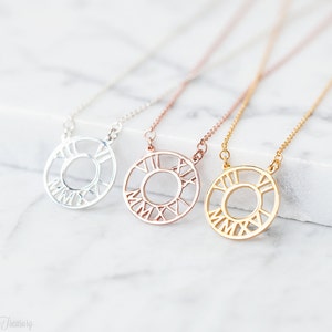 Roman Numeral Disc Necklace - Roman Numerals Necklace - Gold Circle ...