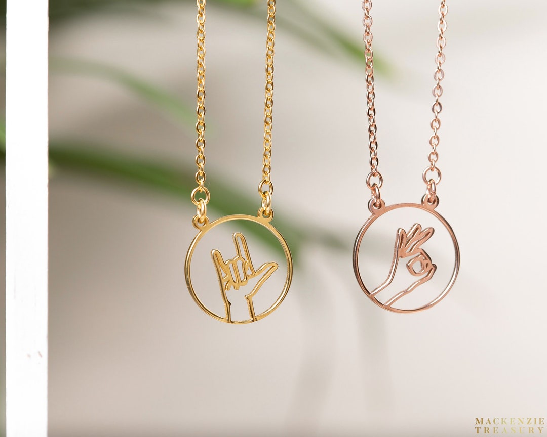 Best Friend Necklaces - Hand Sign Necklace - Hand Gesture Necklace ...