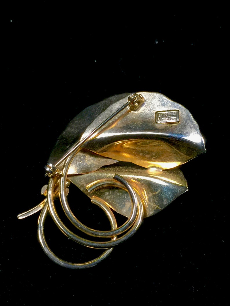 Kramer Gold Tone Three Leaf Brooch - Etsy