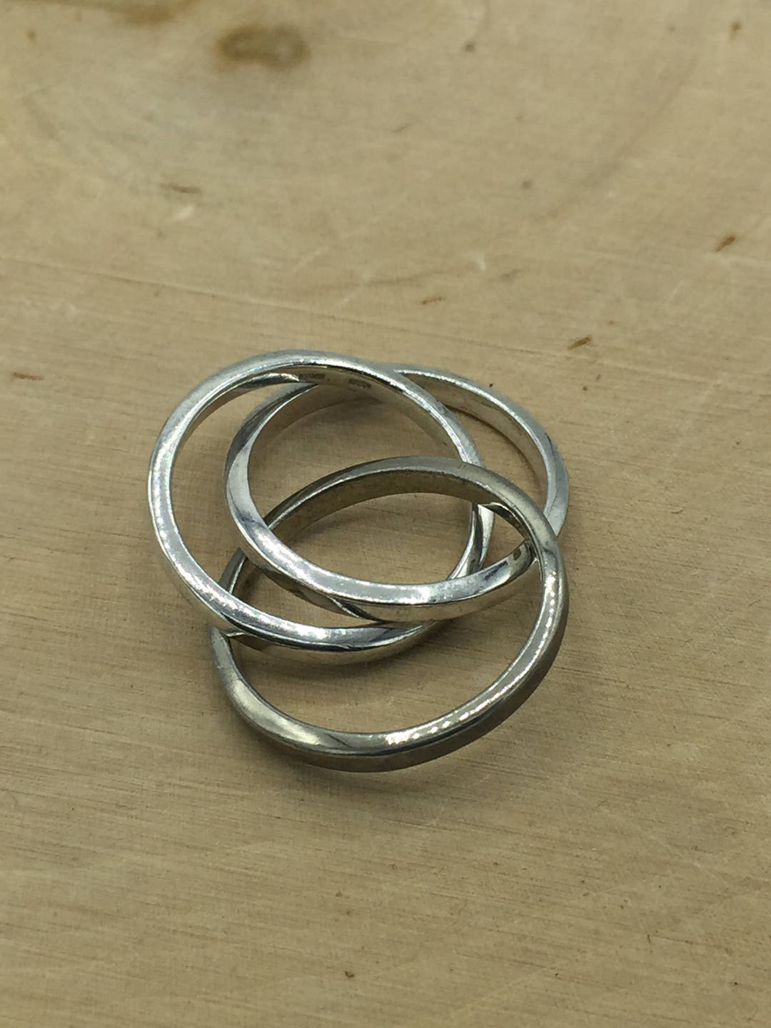 925 FAS Stamped Silver Triple Ring - Etsy