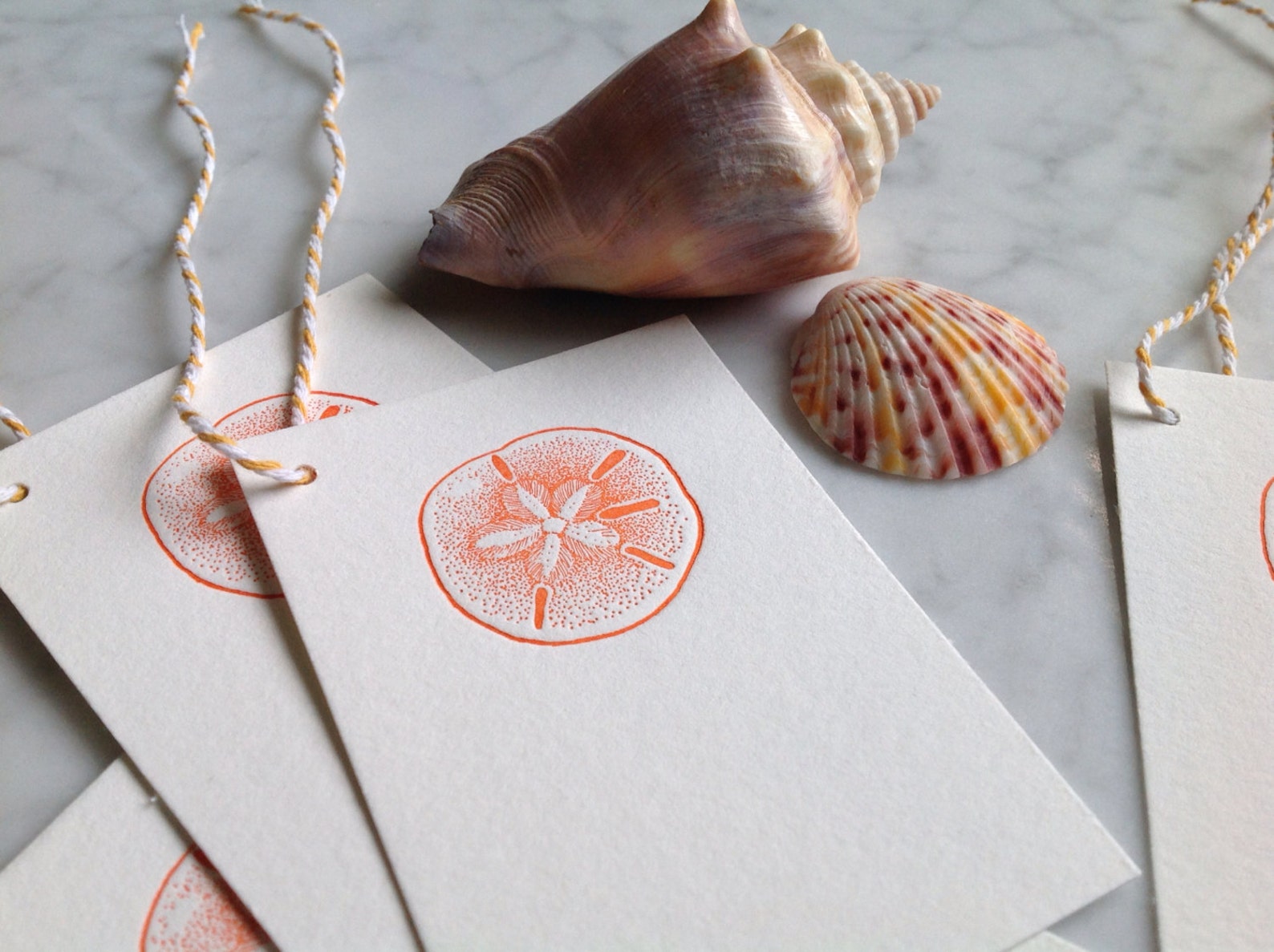 Letterpress Gift Tags Sand Dollar Set of 6 - Etsy