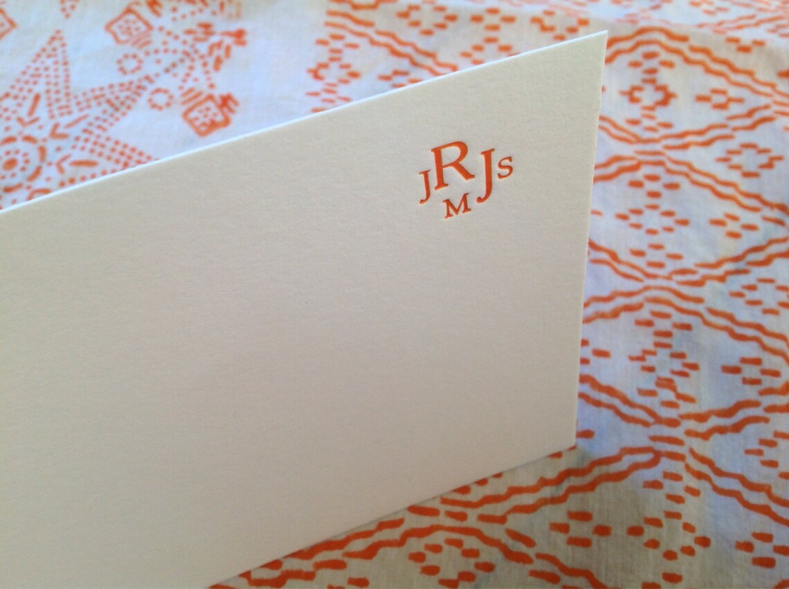 Family Personalized Letterpress Stationery Set of 25 Cards | Etsy
