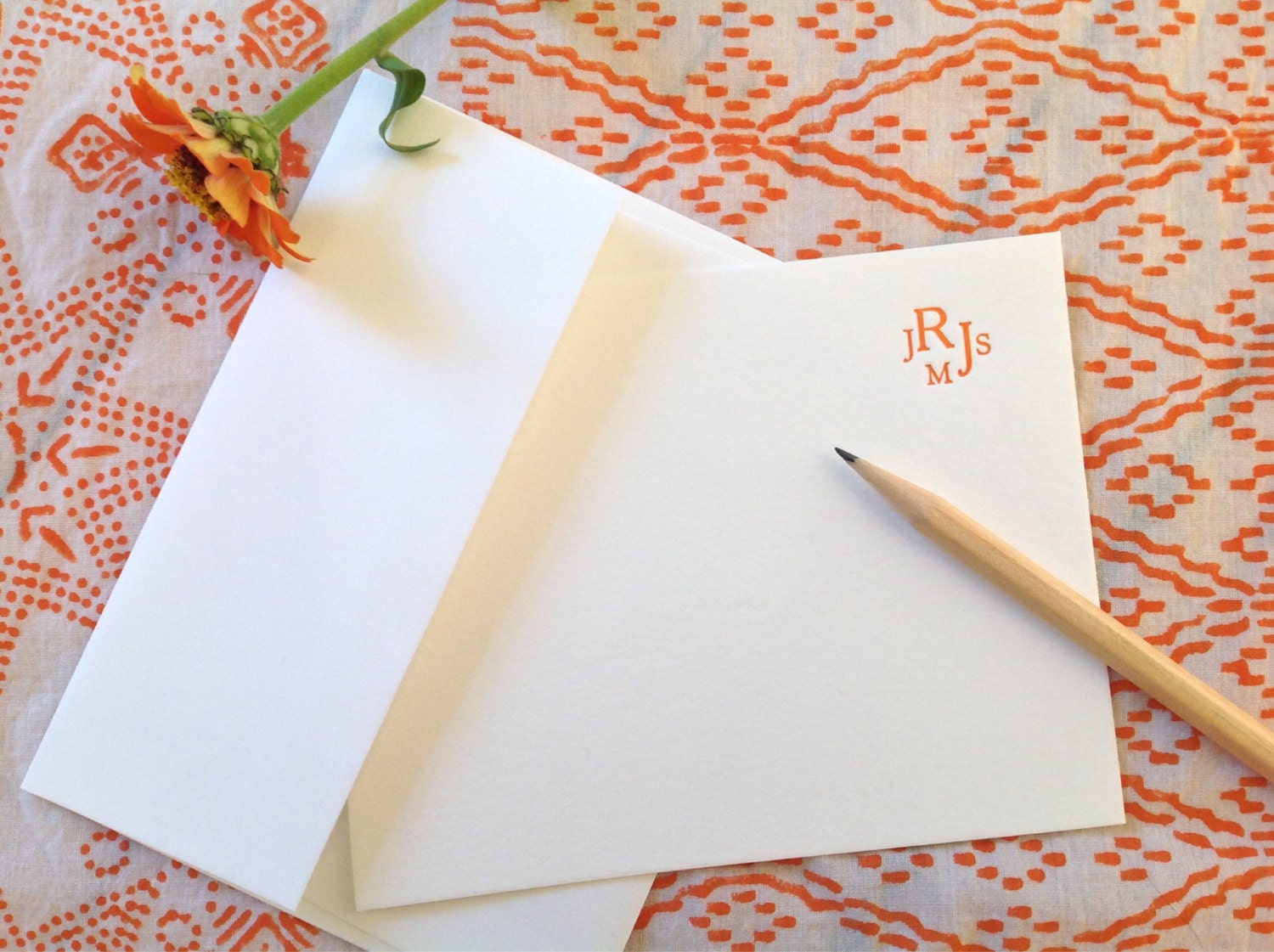 Family Personalized Letterpress Stationery Set of 25 Cards | Etsy