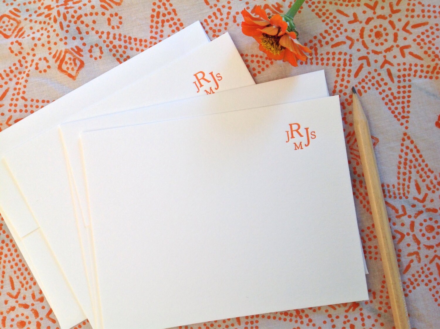 Family Personalized Letterpress Stationery Set of 25 Cards | Etsy