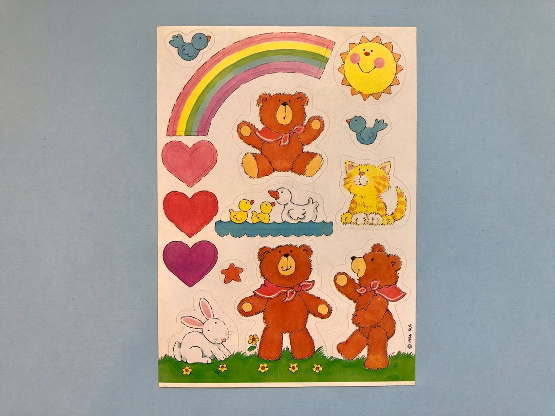 Vintage 1986 Stickers Rainbow Bear Stickers - Etsy