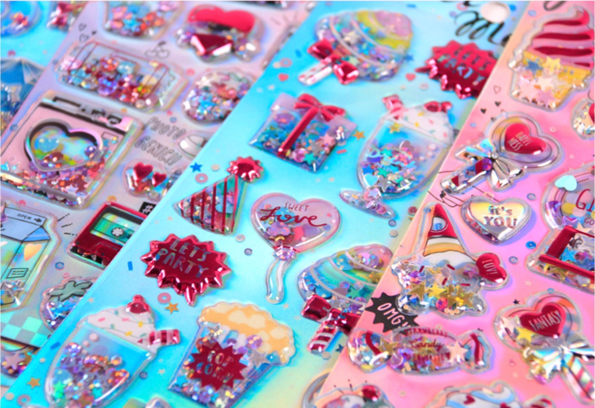 Shaker Stickers Filled Confetti and Glitter | Etsy