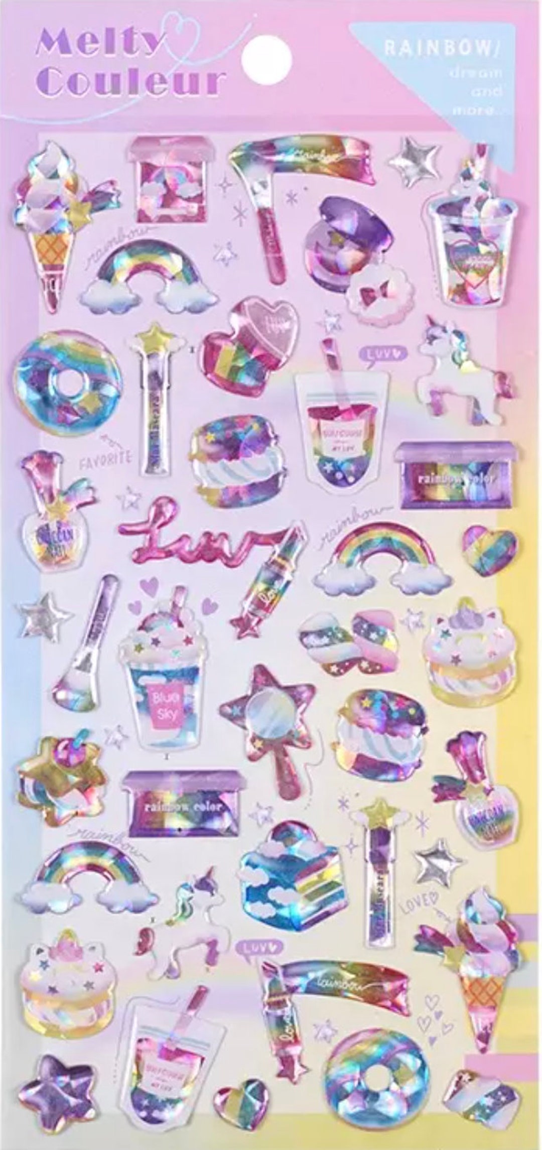 Melty Couleur Rainbow Dream Gem Crystal Stickers - Etsy