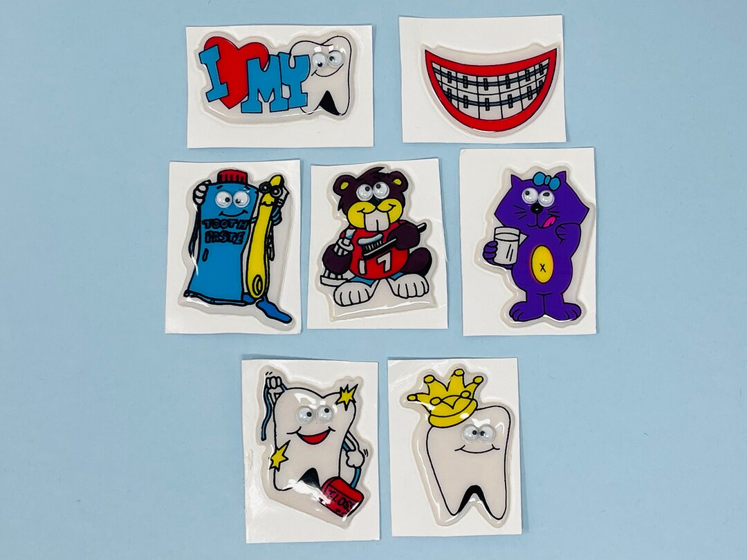Vintage Puffy Googly Eye Stickers. Cat, Tooth, Dentist. Puffy Stickers ...