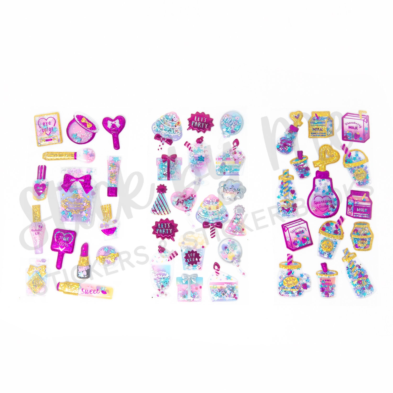 Shaker Stickers Filled Confetti and Glitter | Etsy