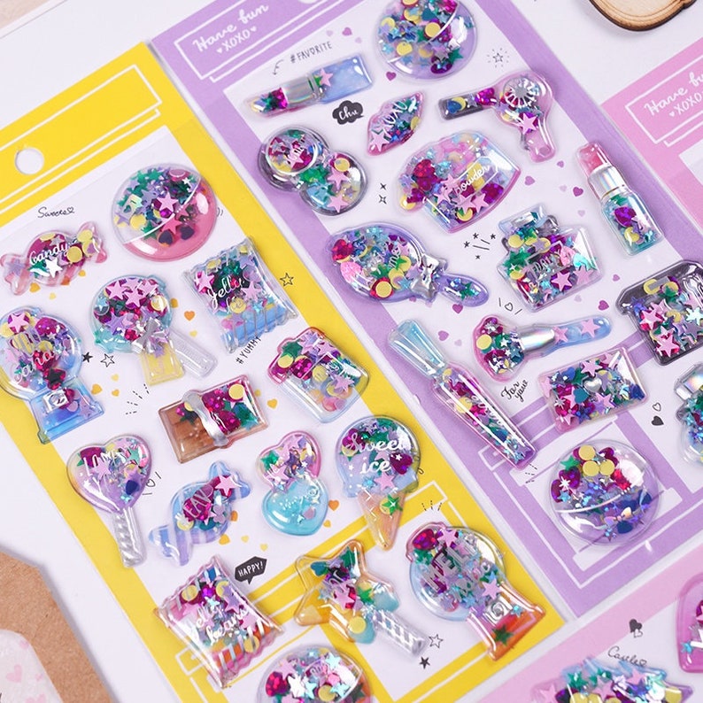 Shaker Stickers Filled Confetti and Glitter - Etsy