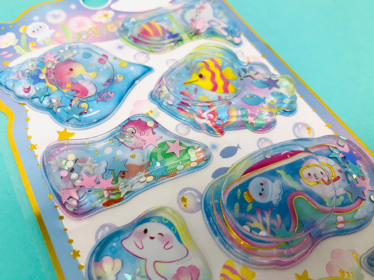 Sea Creature Shaker Liquid Stickers Filled With Water - Etsy