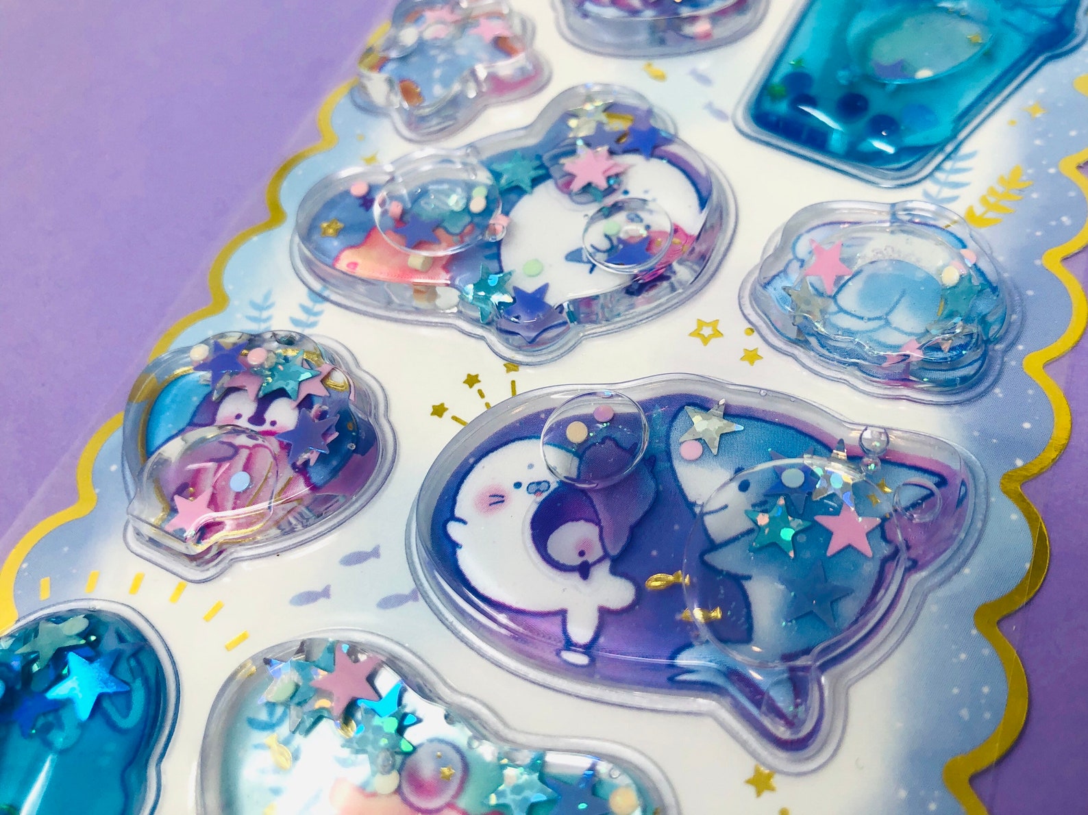 Sea Creature Shaker Liquid Stickers Filled With Water - Etsy