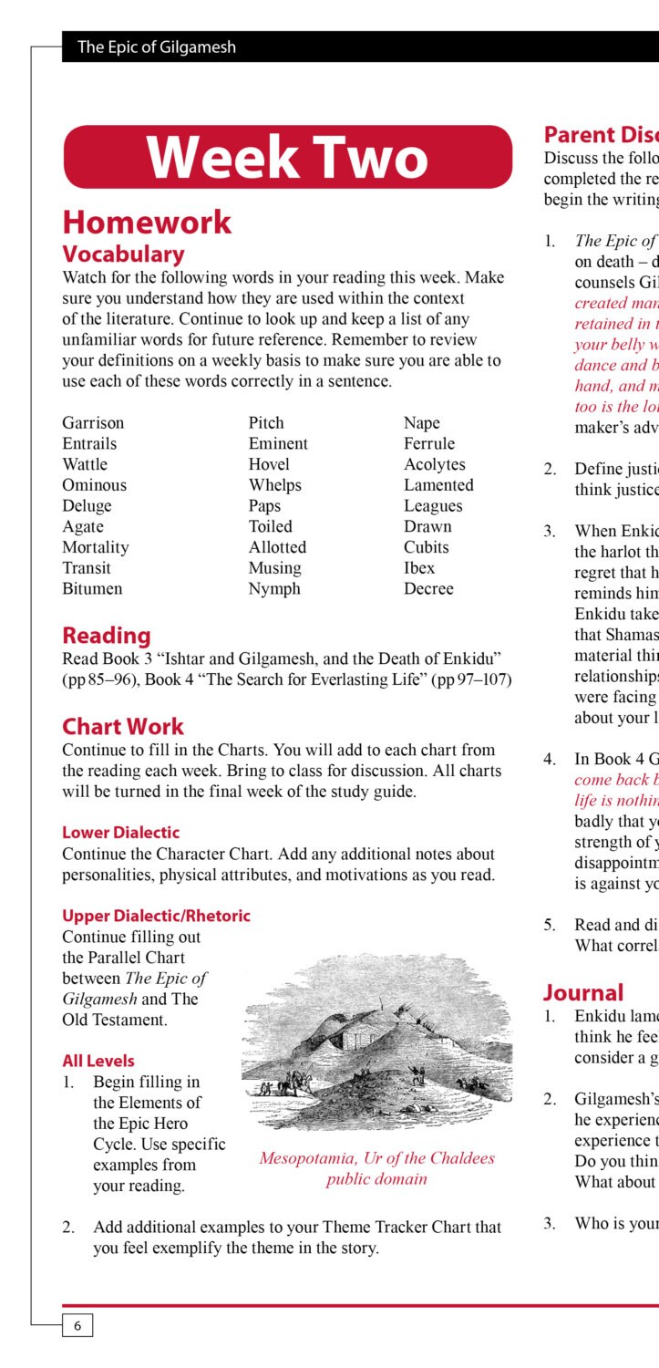 The Epic of Gilgamesh - Study Guide With Answer Key - Etsy