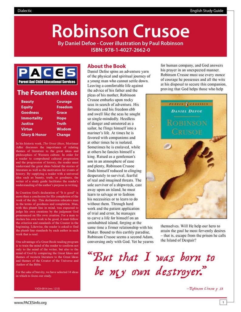 Robinson Crusoe - Study Guide With Answer Key - Etsy