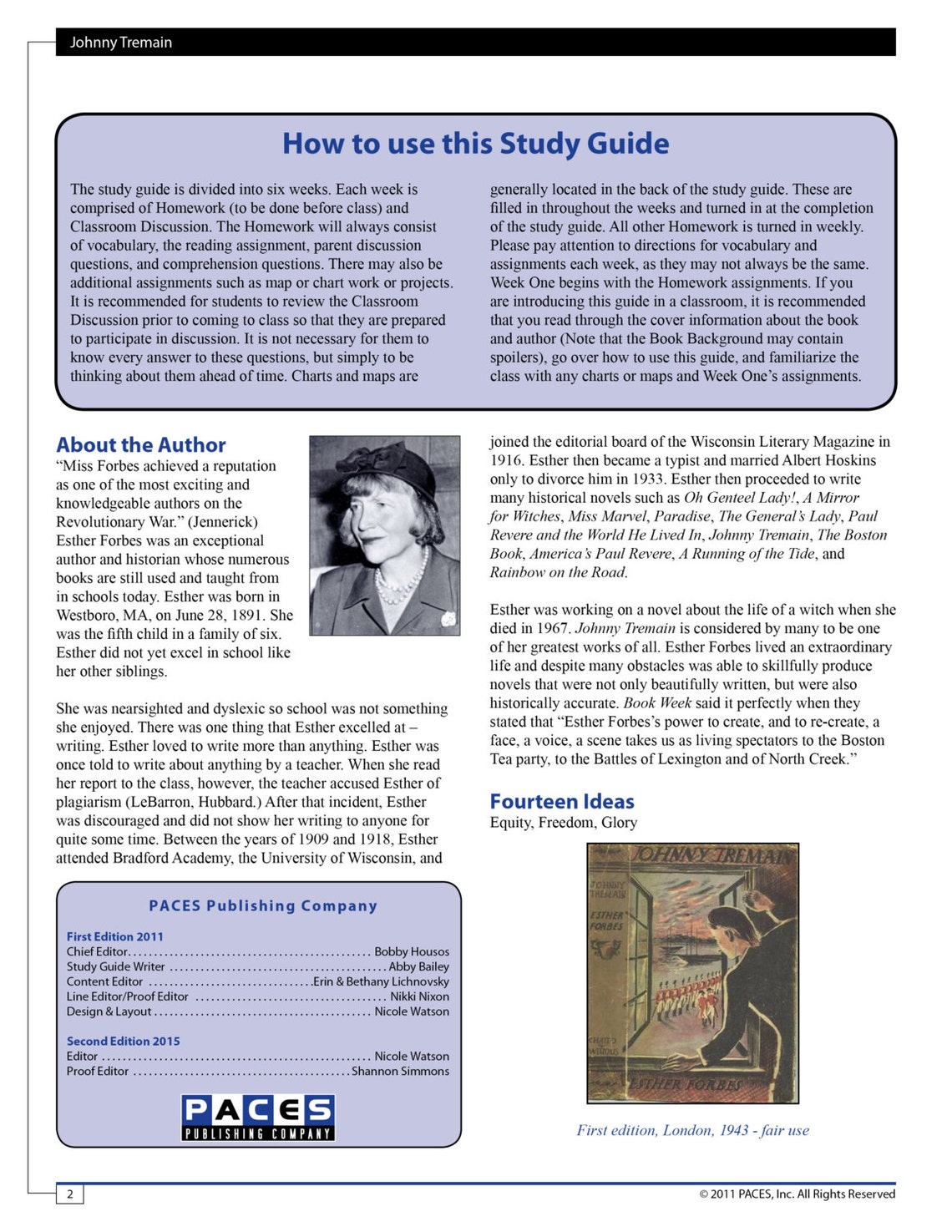 Johnny Tremain - Study Guide With Answer Key - Etsy