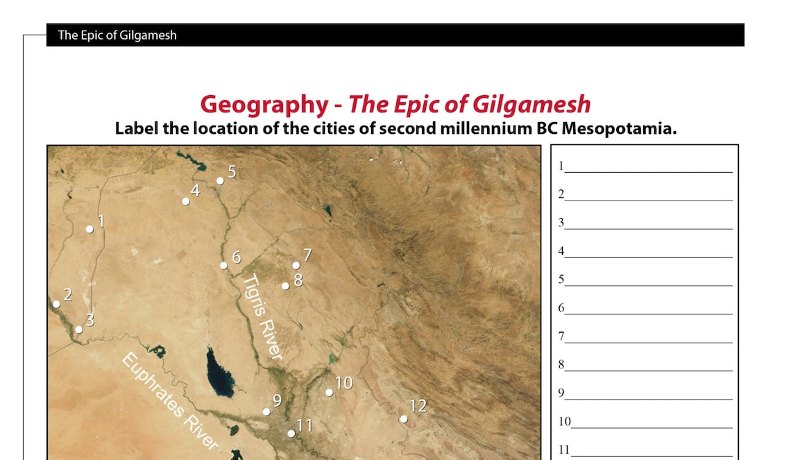 The Epic of Gilgamesh Study Guide With Answer Key - Etsy