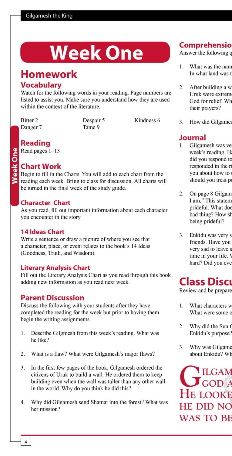 Gilgamesh the King - Study Guide With Answer Key - Etsy