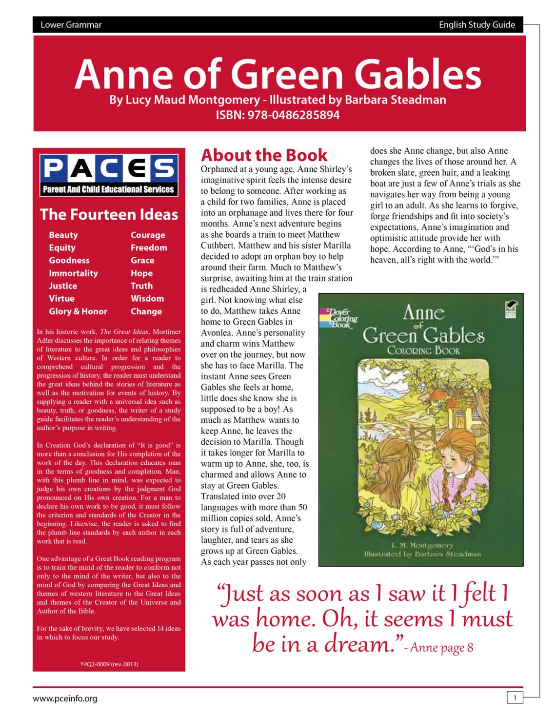 Anne of Green Gables Coloring Book - Study Guide With Answer Key - Etsy