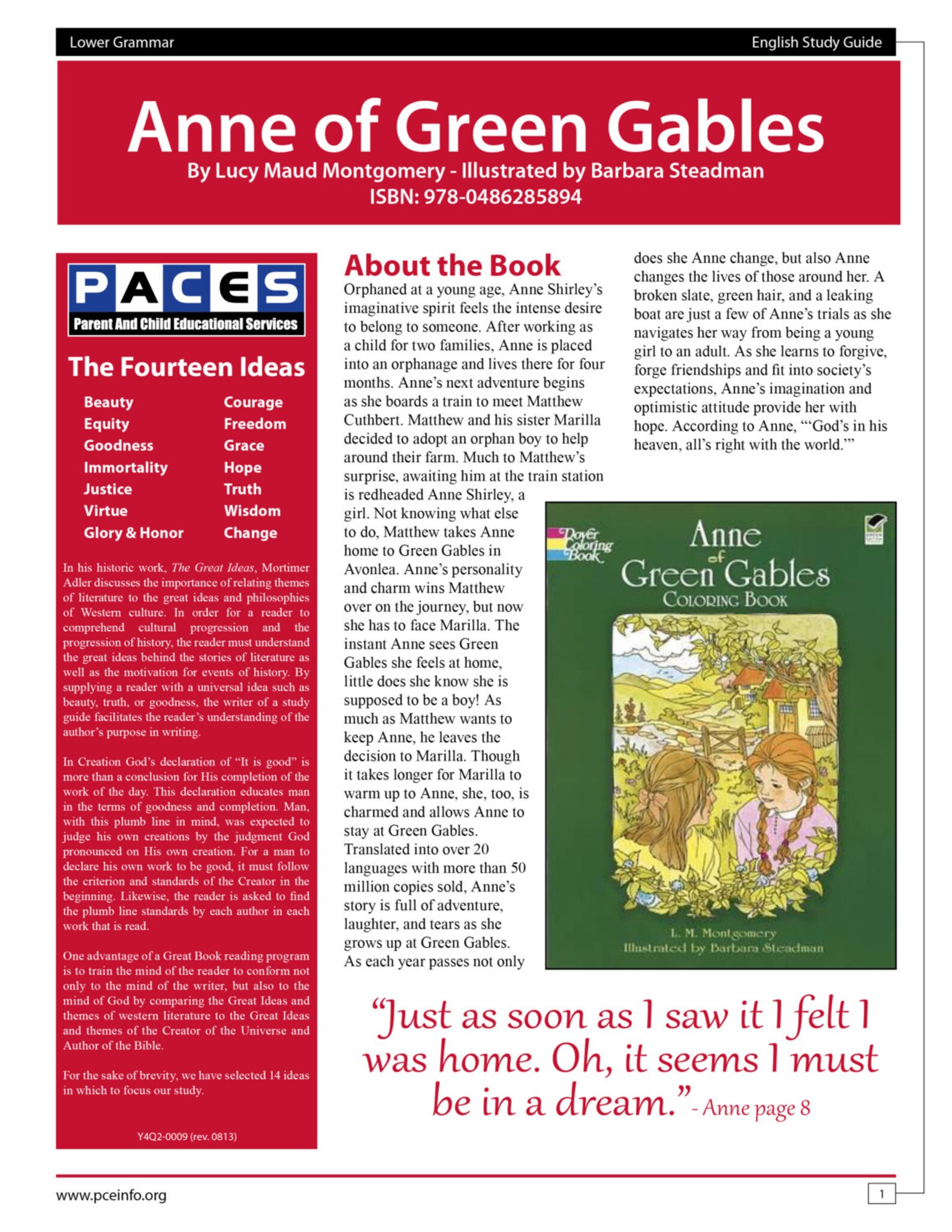 Anne of Green Gables Coloring Book - Study Guide With Answer Key - Etsy