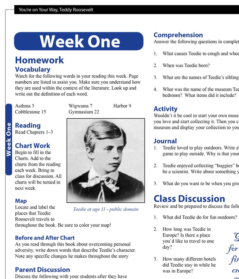 You're on Your Way, Teddy Roosevelt - Study Guide With Answer Key - Etsy