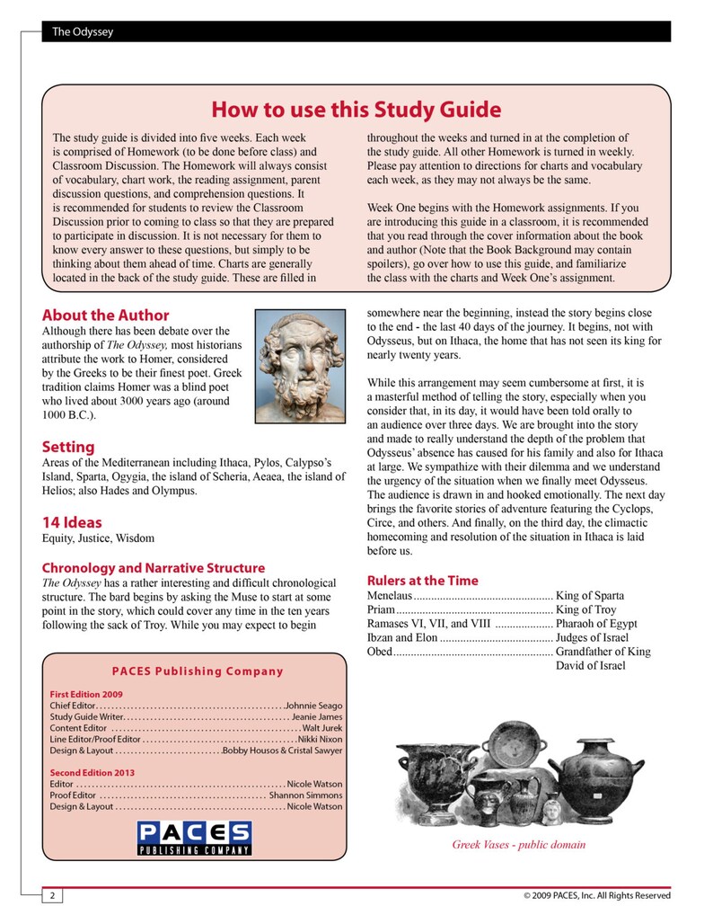 The Odyssey (robert Fagles) - Study Guide With Answer Key - Etsy