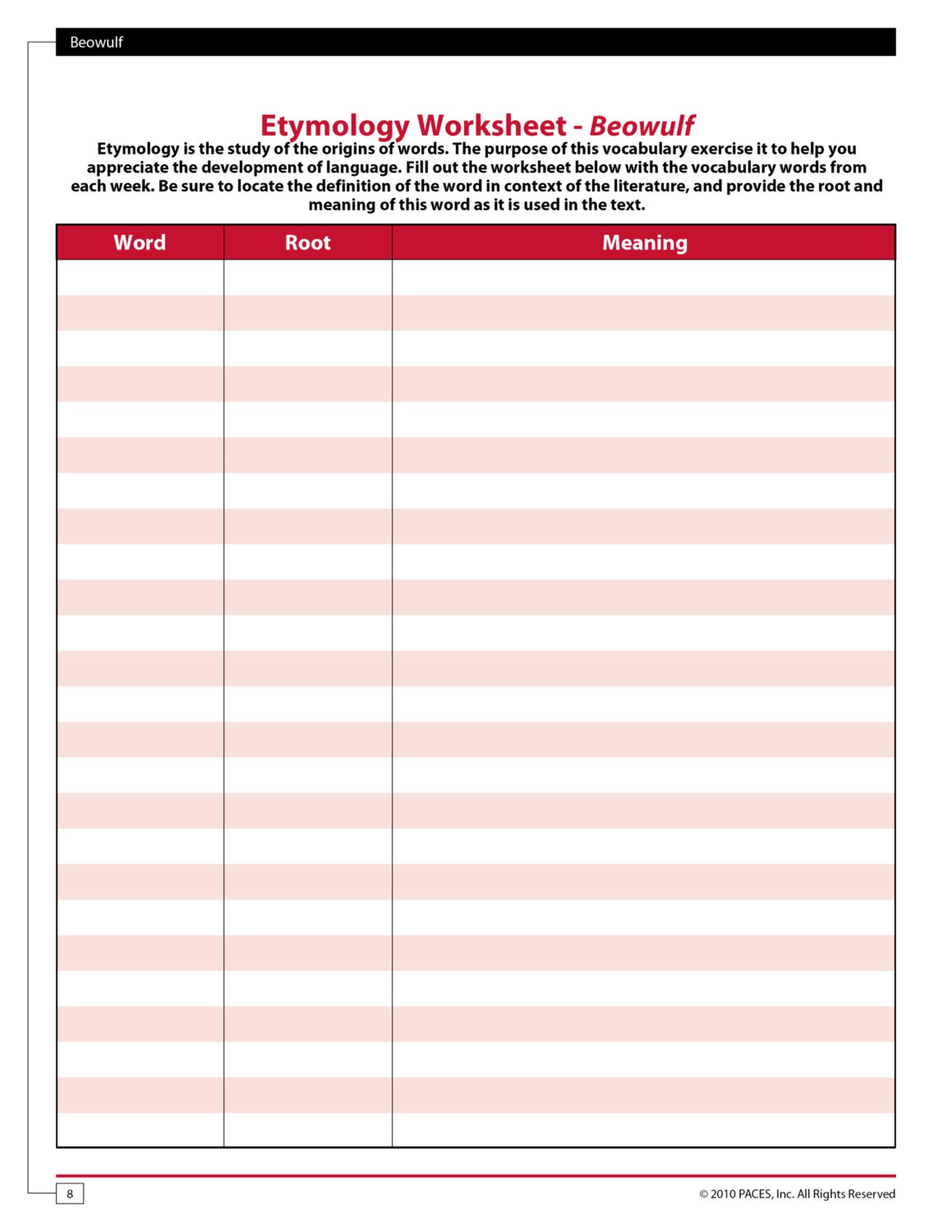 Beowulf - Study Guide With Answer Key - Etsy