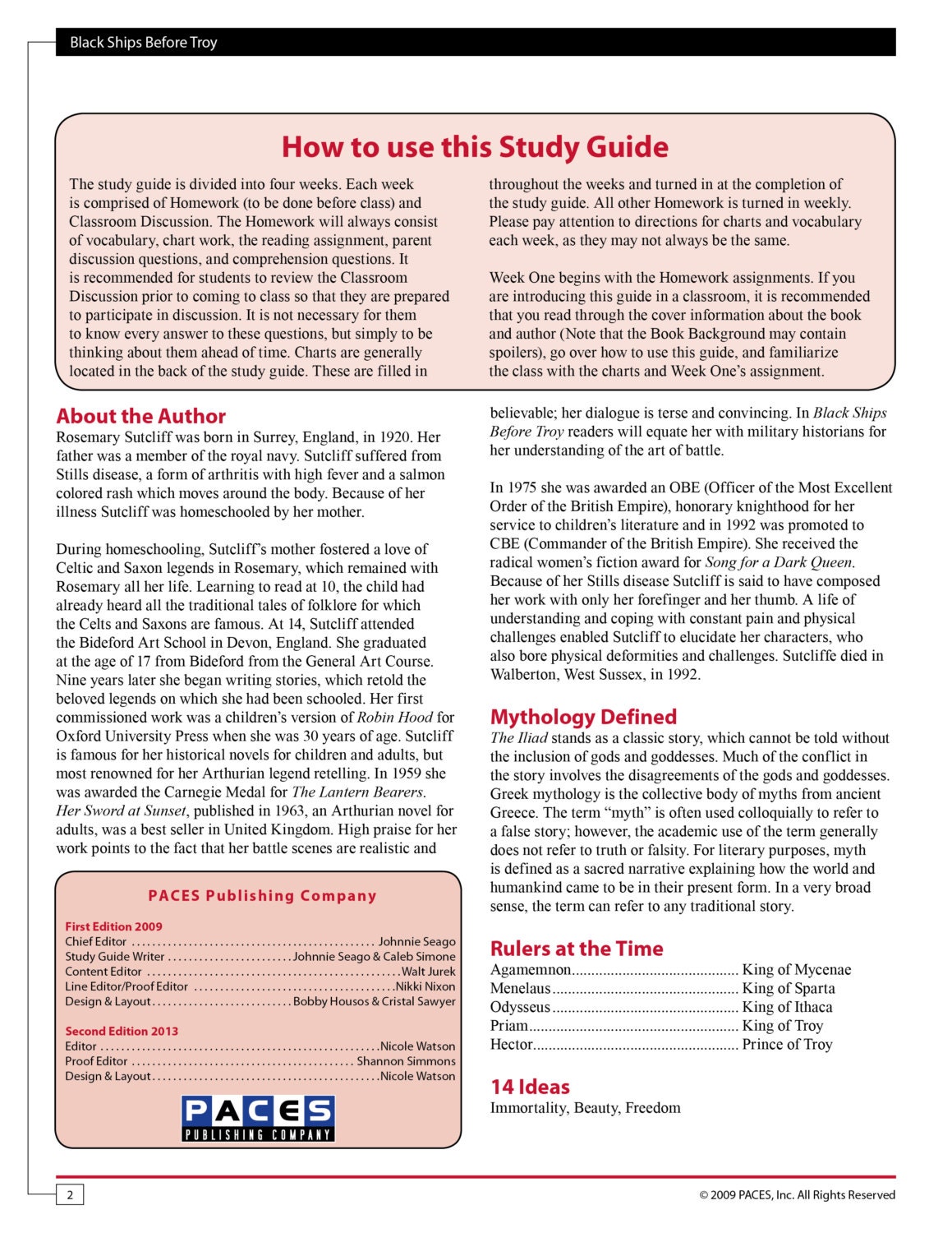 Black Ships Before Troy - Study Guide With Answer Key!! - Etsy