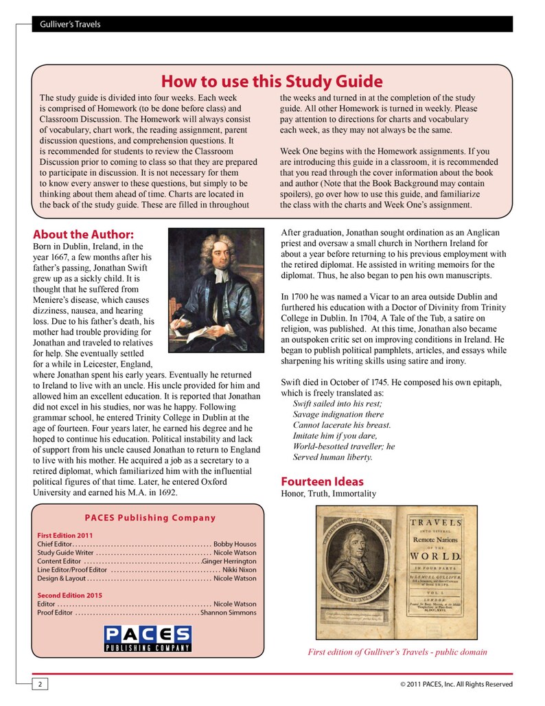 Gulliver's Travels (classic Starts) - Study Guide With Answer Key - Etsy