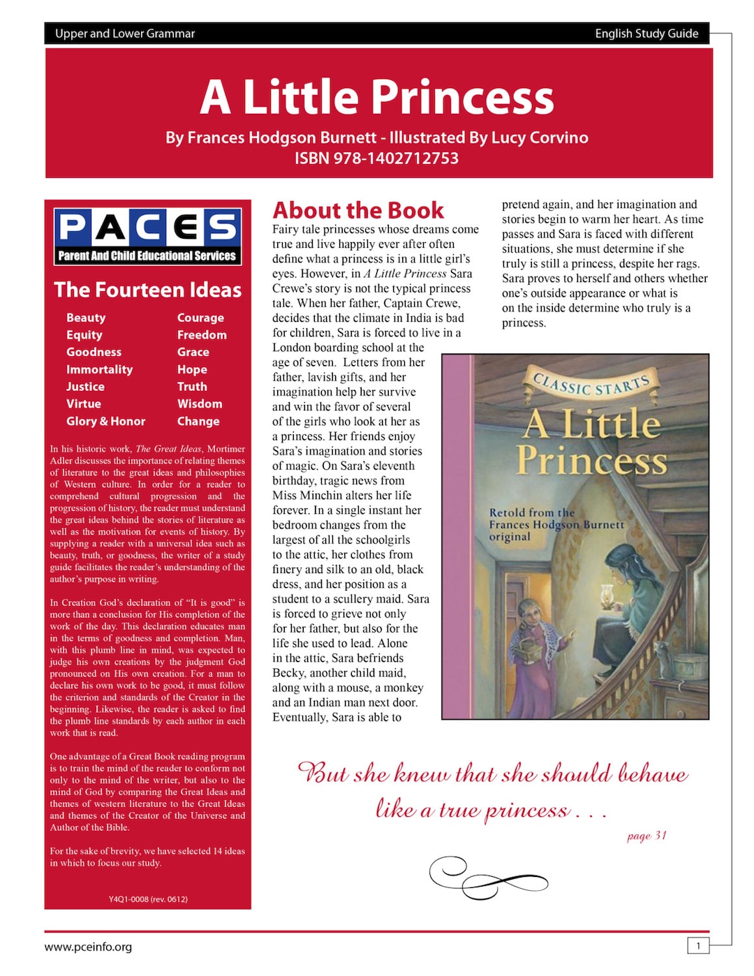 A Little Princess Classic Starts - Study Guide With Answer Key - Etsy