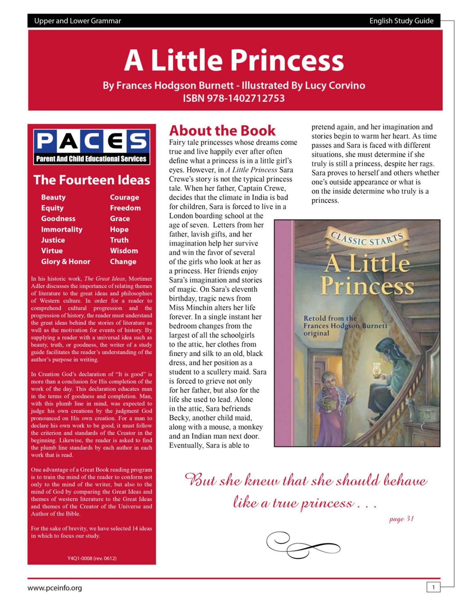 A Little Princess Classic Starts - Study Guide With Answer Key - Etsy