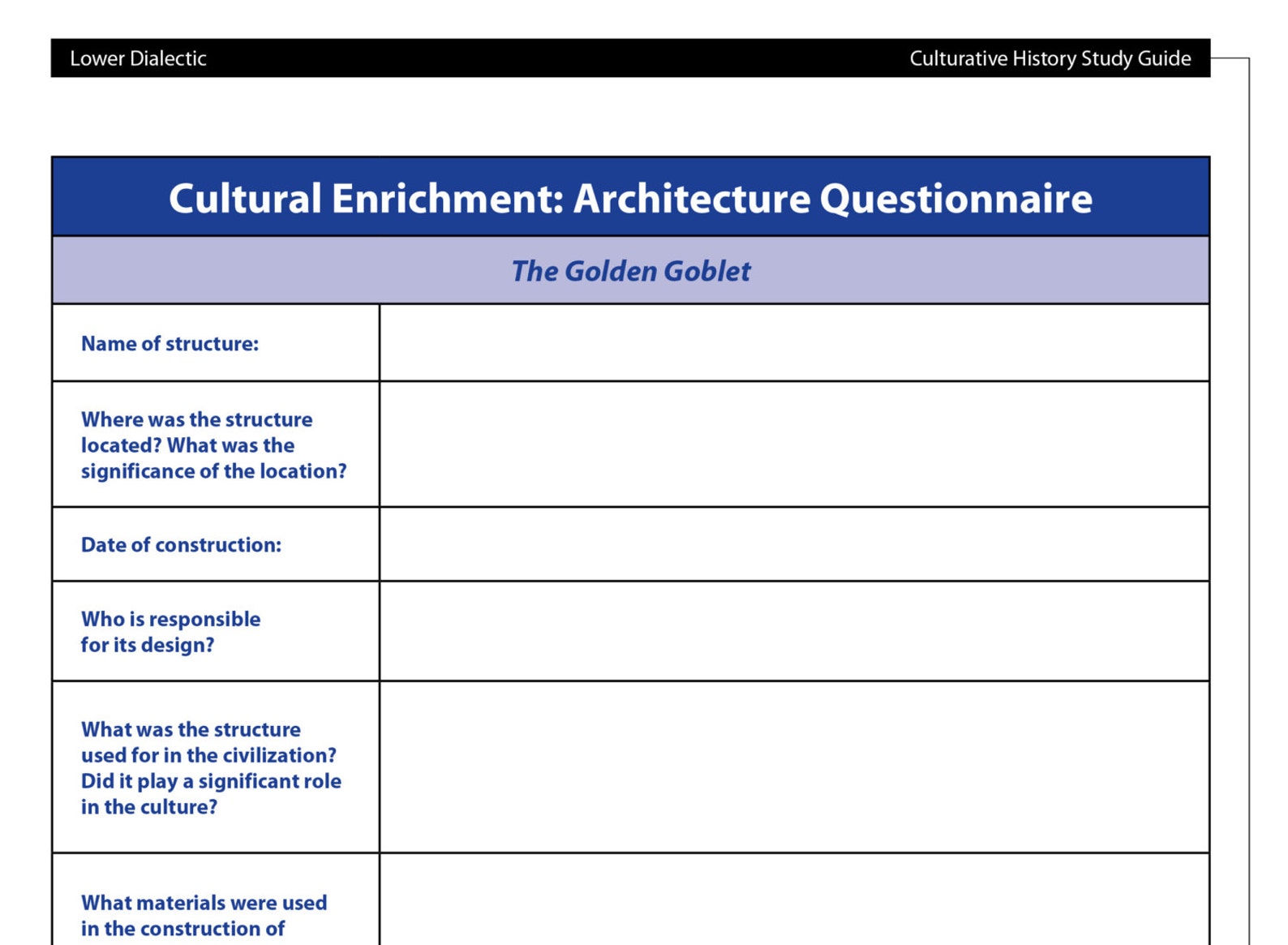 The Golden Goblet - Study Guide With Answer Key! - Etsy