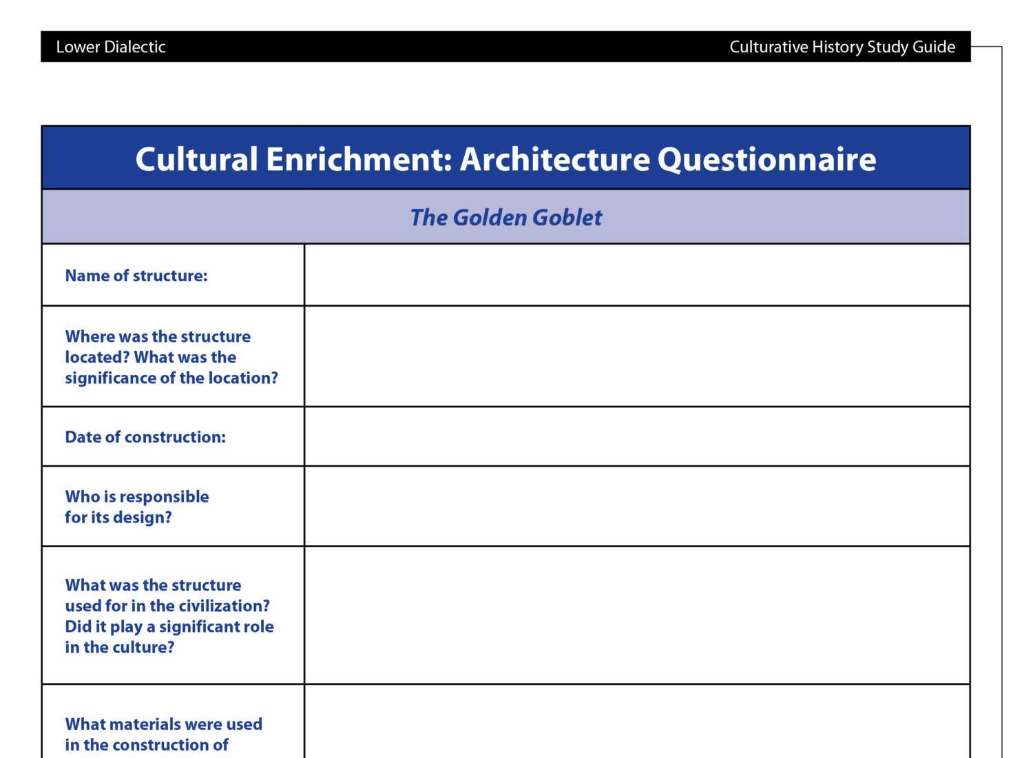 The Golden Goblet - Study Guide With Answer Key! - Etsy