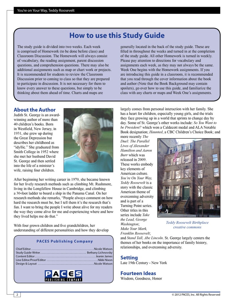 You're on Your Way, Teddy Roosevelt - Study Guide With Answer Key - Etsy