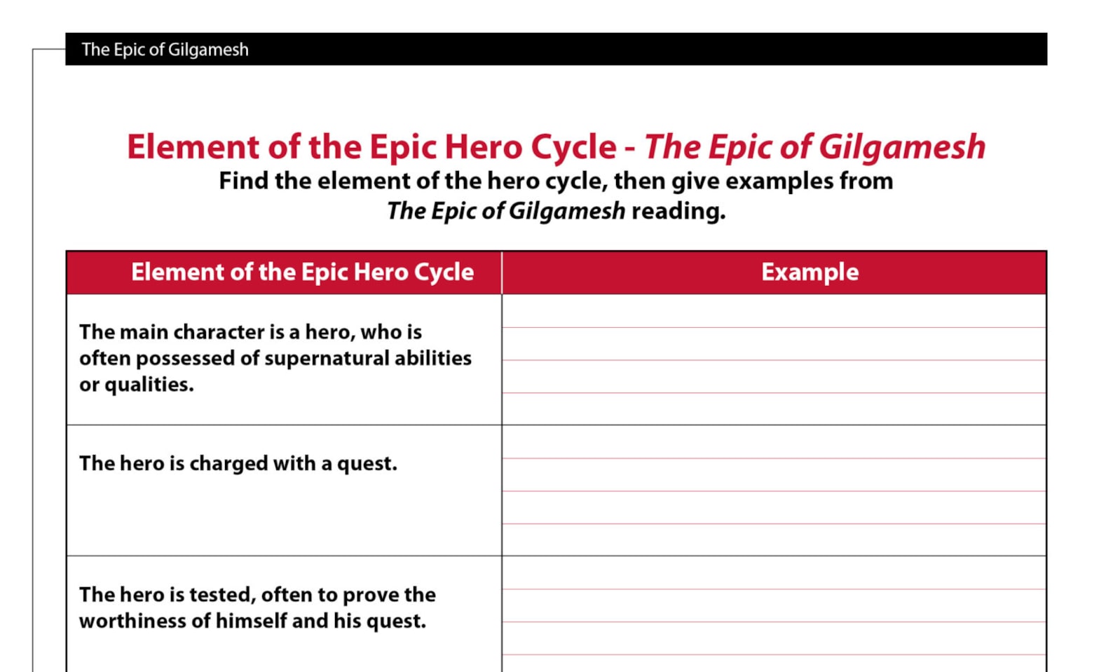 The Epic of Gilgamesh - Study Guide With Answer Key - Etsy
