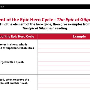 The Epic of Gilgamesh - Study Guide With Answer Key - Etsy