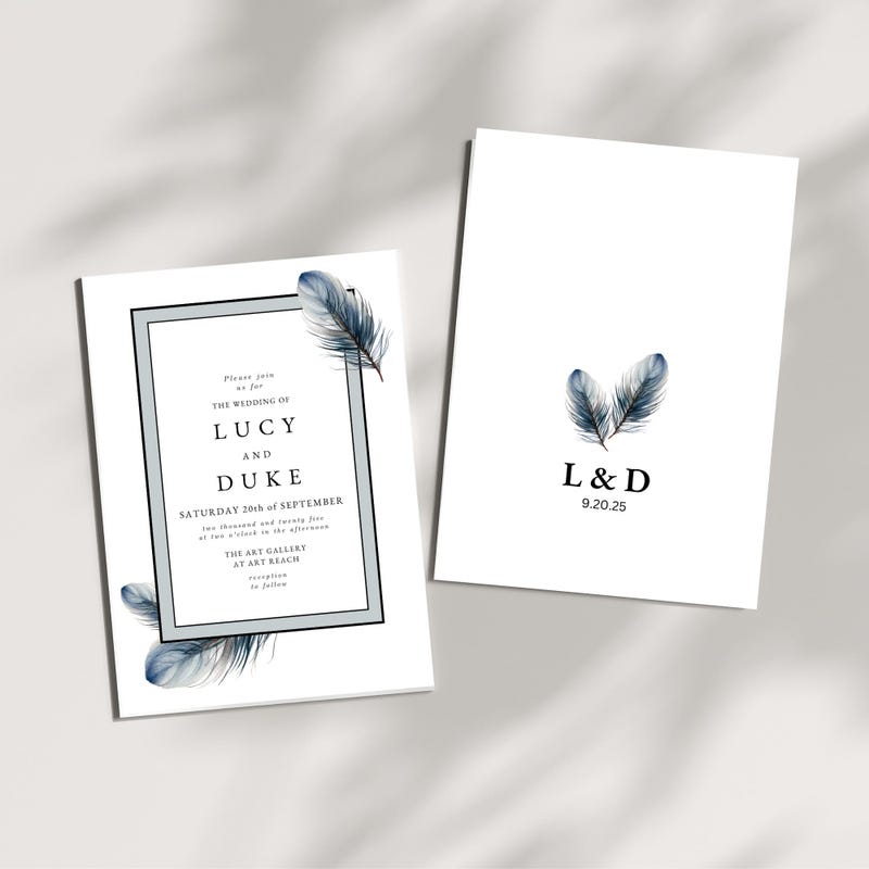 Feather Invitation - Etsy