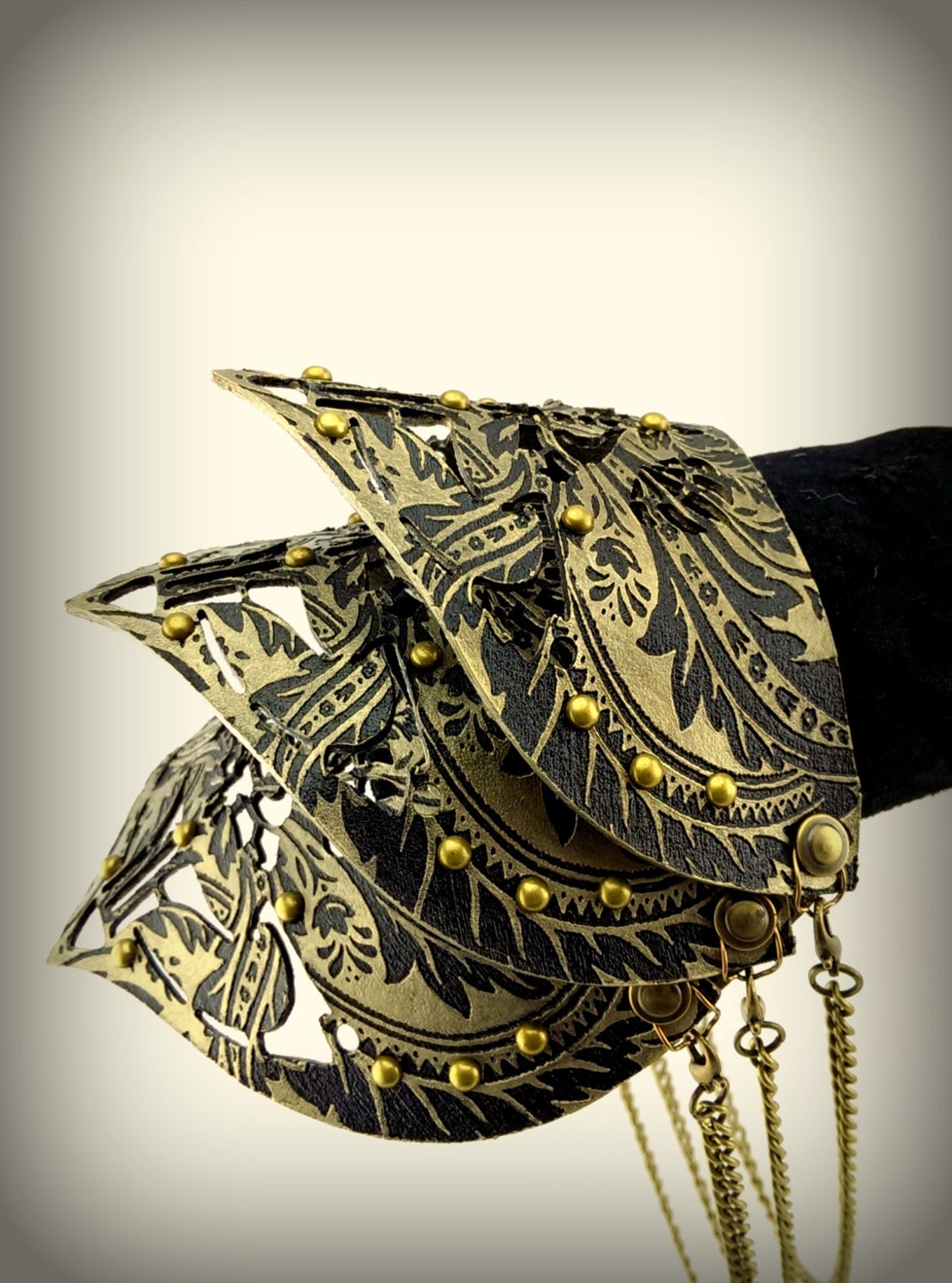 Golden Leather Epaulettes Edgy Shoulder Armor Shoulder - Etsy