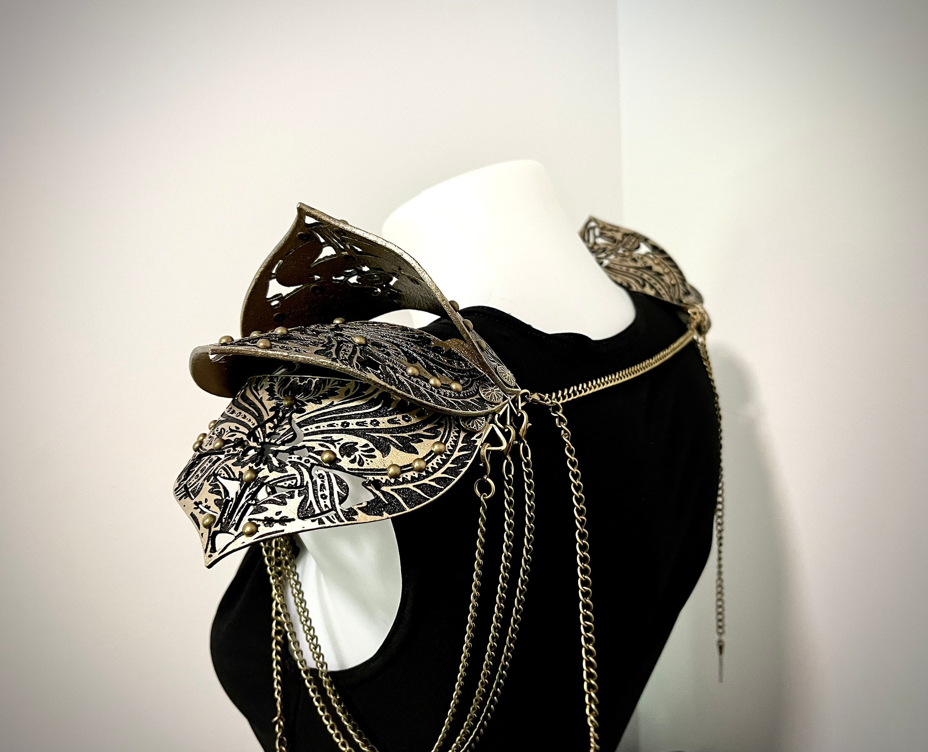 Golden Leather Epaulettes Edgy Shoulder Armor Shoulder - Etsy Canada