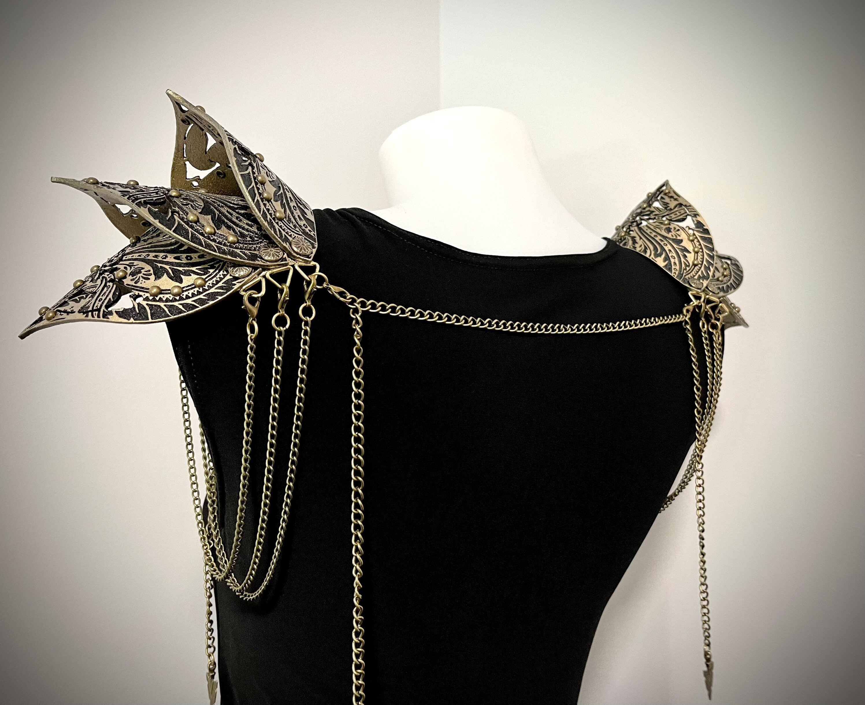 Golden Leather Epaulettes Edgy Shoulder Armor Shoulder - Etsy Canada