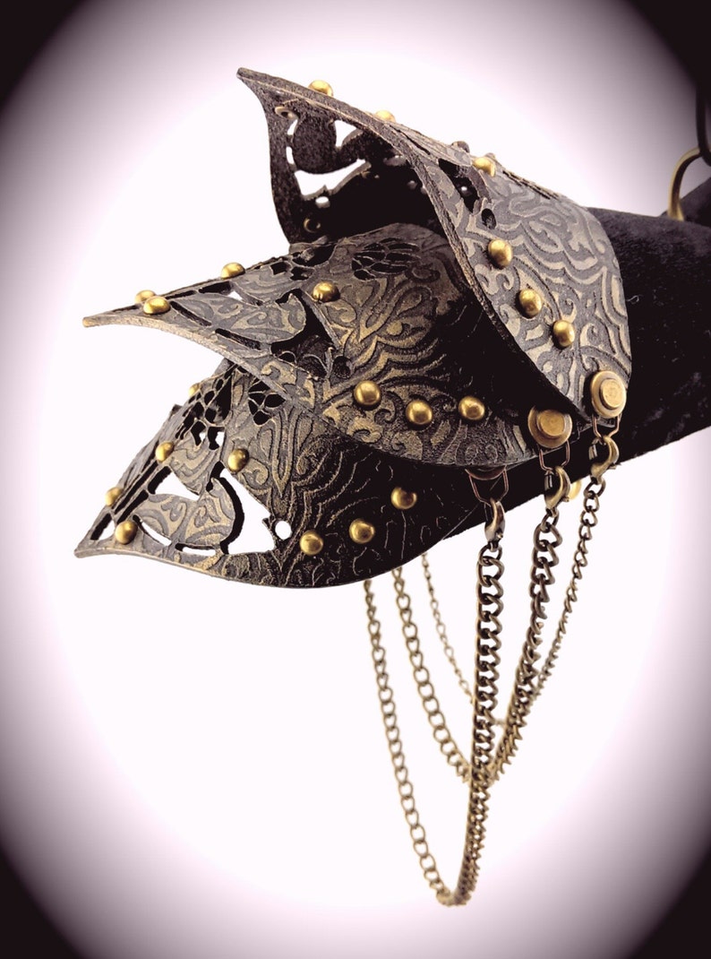 Shoulder Armor Golden Bronze Leather Epaulets - Etsy