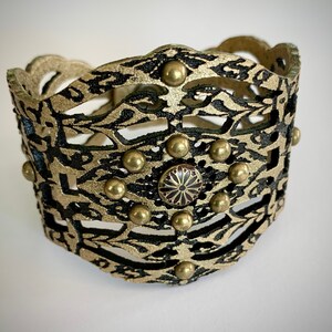 Filligree Lace Leather Cuff Art Nouveau Bracelet Gypsy - Etsy