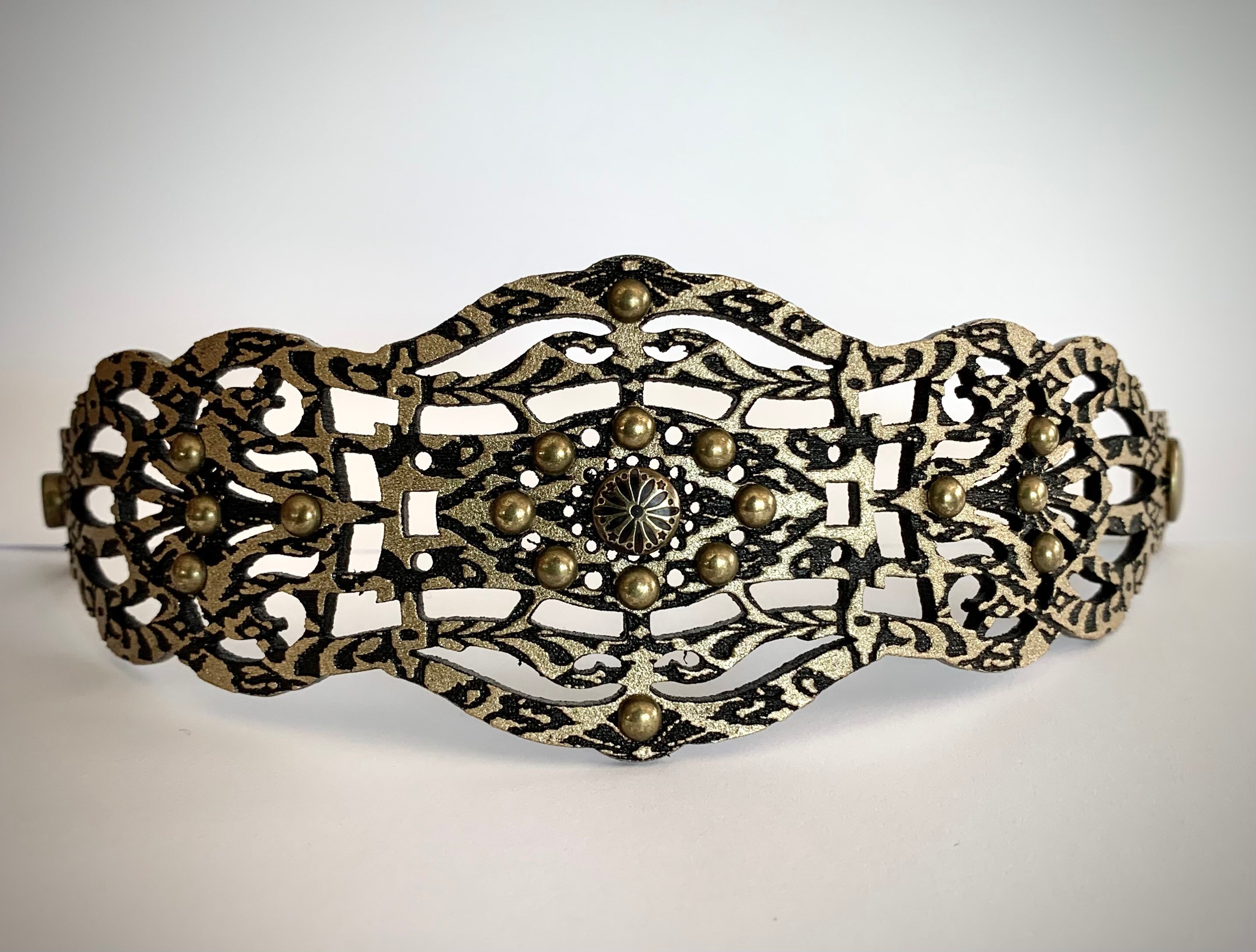 Filligree Lace Leather Cuff Art Nouveau Bracelet Gypsy - Etsy