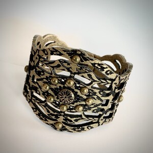 Filligree Lace Leather Cuff Art Nouveau Bracelet Gypsy - Etsy