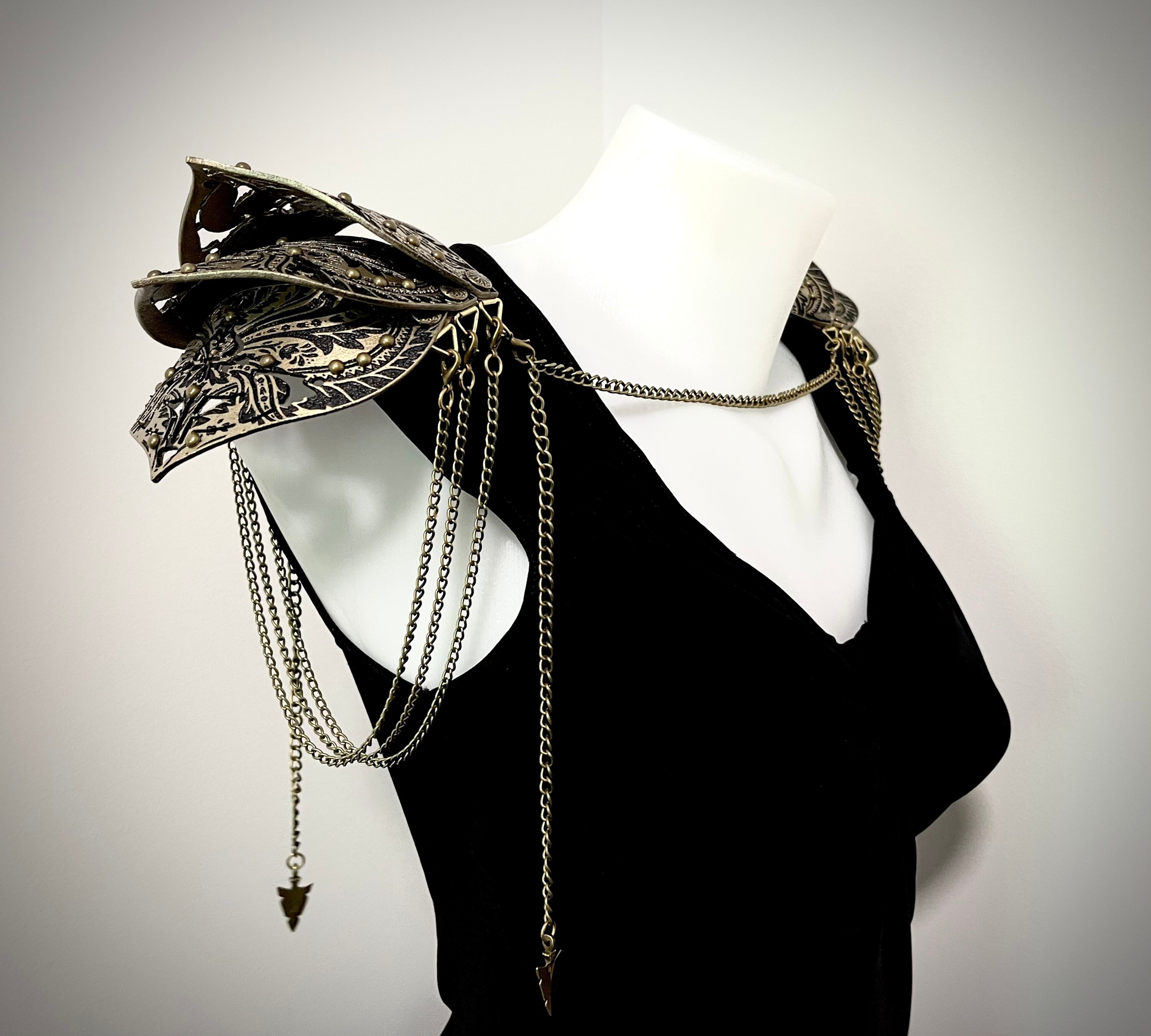 Golden Leather Epaulettes Edgy Shoulder Armor Shoulder - Etsy Canada