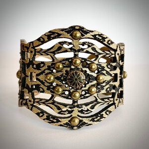 Filligree Lace Leather Cuff Art Nouveau Bracelet Gypsy - Etsy