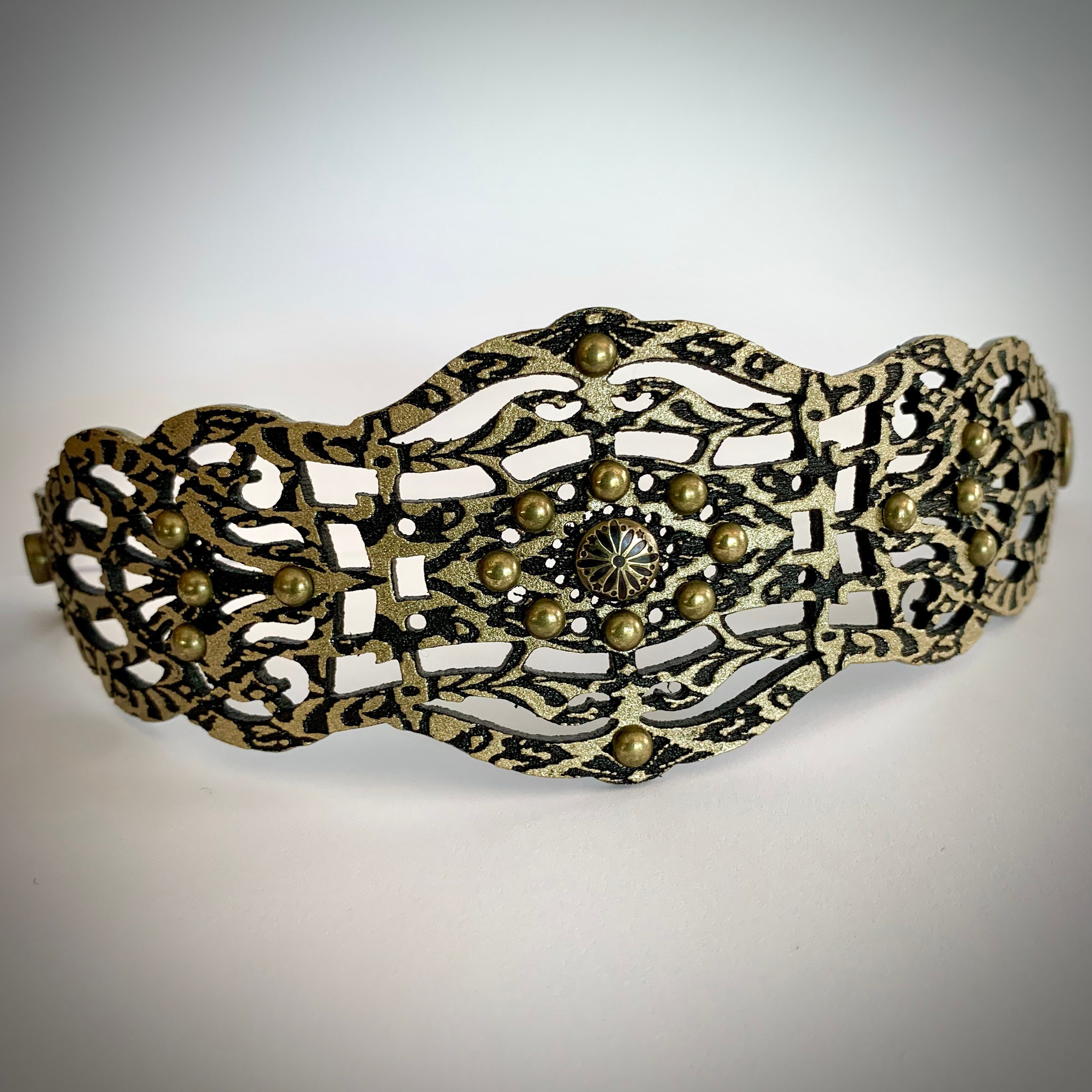 Filligree Lace Leather Cuff Art Nouveau Bracelet Gypsy - Etsy