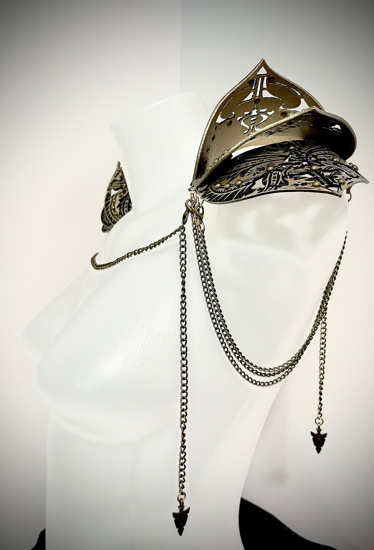 Golden Leather Epaulettes Edgy Shoulder Armor Shoulder - Etsy