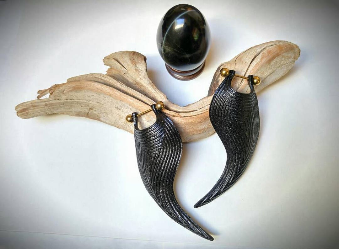 Black Talon Earrings Leather Laser Engraved Raven Claws - Etsy