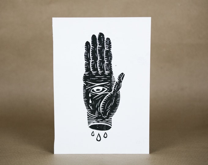 Hand With Eye Linocut Print. Original Print Hand of Hamsa/ - Etsy